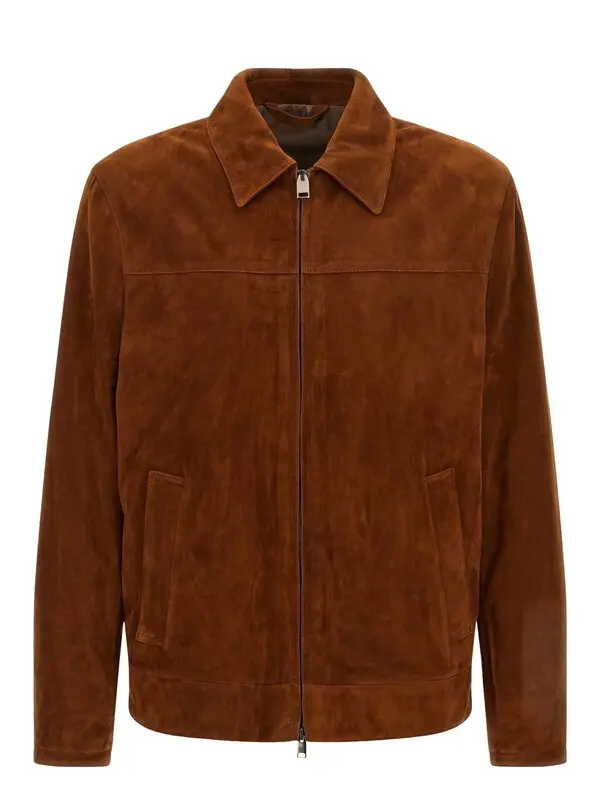 Brioni Suede Zip-front Jacket - Brown