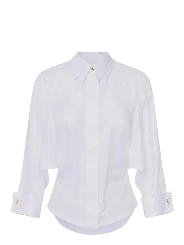 Elisabetta Franchi Jacquard Cotton Shirt With Cufflinks - White