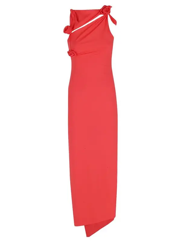 Coperni Sleeveless Midi Dress With Flower Detail - Red