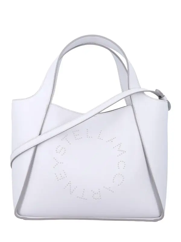 Stella McCartney Logo Studded Top Handle Bag - Pearl Grey
