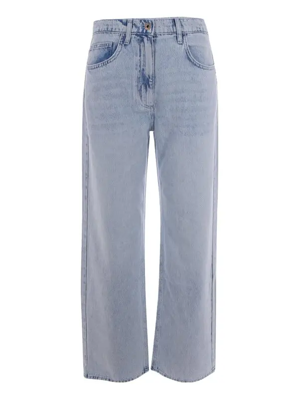 Patrizia Pepe Wide-leg Jeans With Belt Loops And Side Pockets - Blue