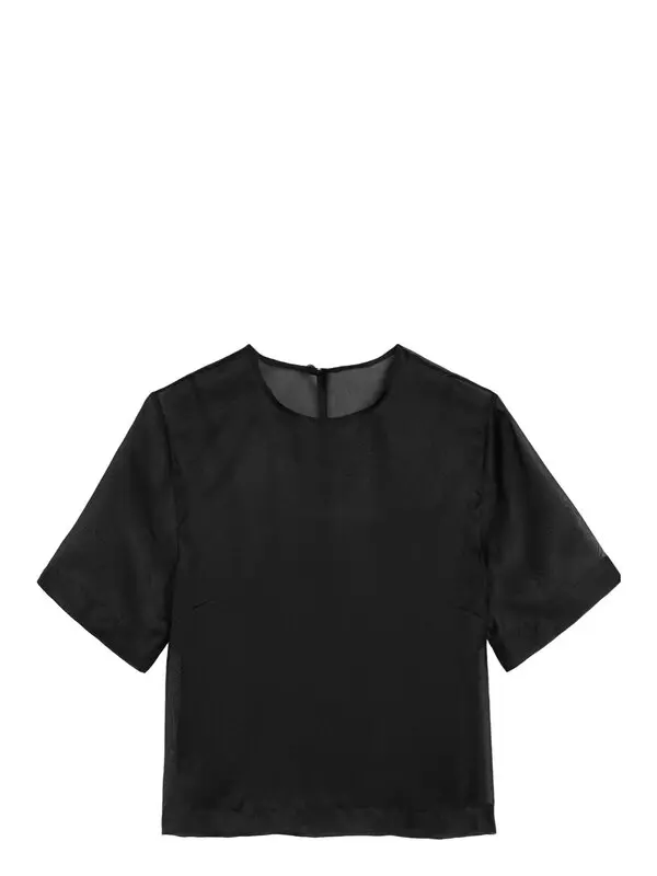 Ami Short-sleeves Sheer Top - Black