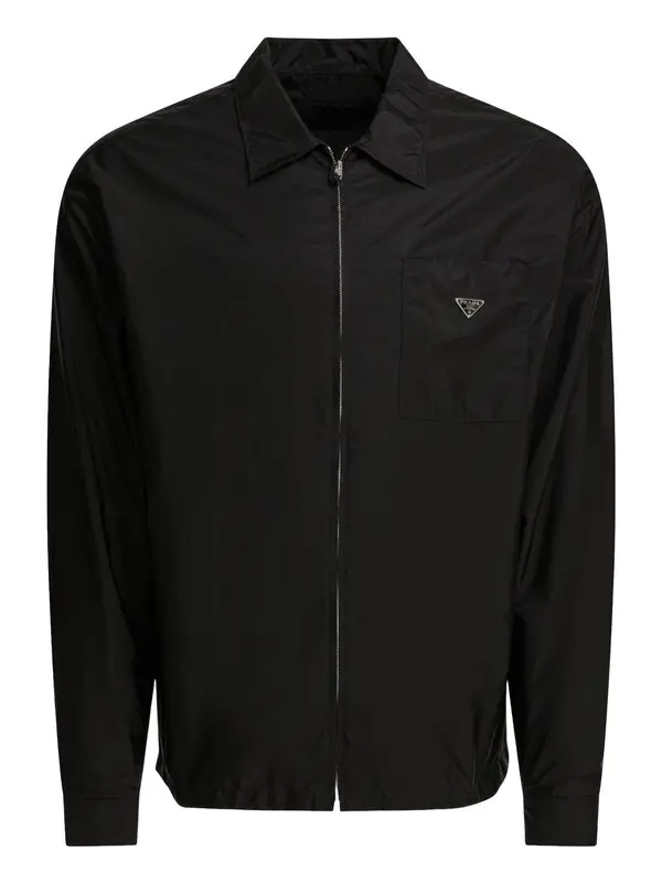 Prada Zip-up Long Sleeve Shirt With Turn-down Collar - No