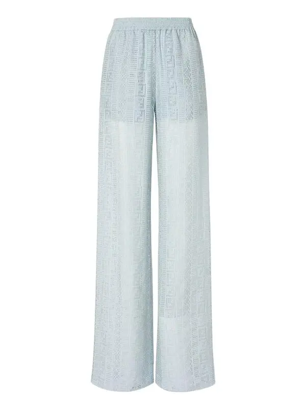 Fendi Pequin Burnout Wide-leg Pants - Light Blue