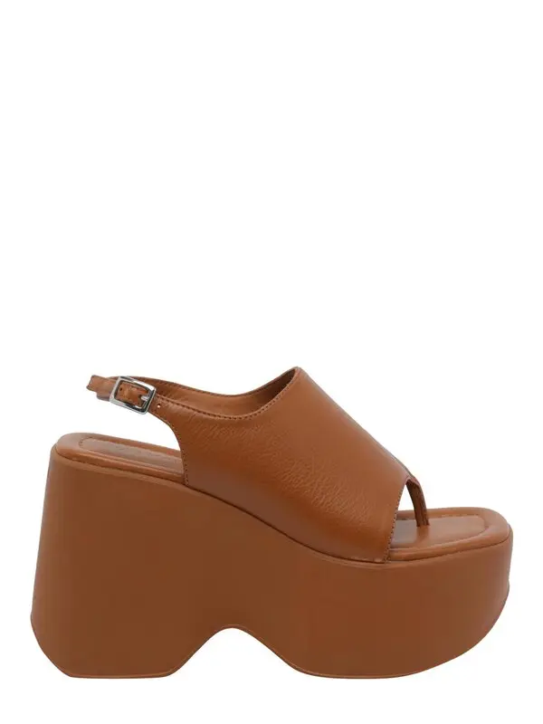 VIC MATIE Platform Peep-toe Heeled Sandals - Brown