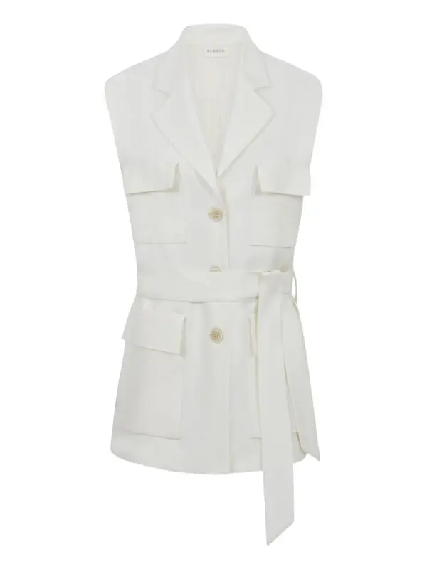 P.a.r.o.s.h Sleeveless Belted Waistcoat With Pockets - White