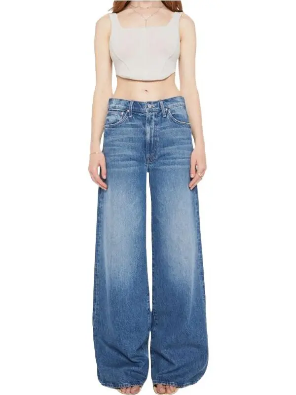 MOTHER The Ditcher Roller Zip Sneak Wide-leg Jeans - Medium Blue