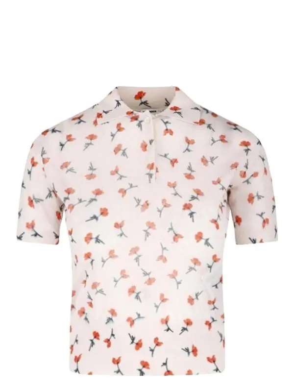 JIL SANDER Floral Print Polo T-shirt - Pink