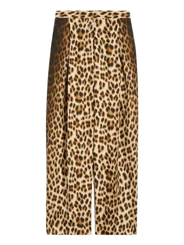 Sportmax Animal Print Draped Wide-leg Trousers - Camel