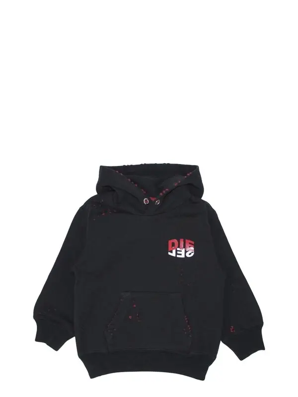 DIESEL® Logo Printed Hooded Sweater - Black