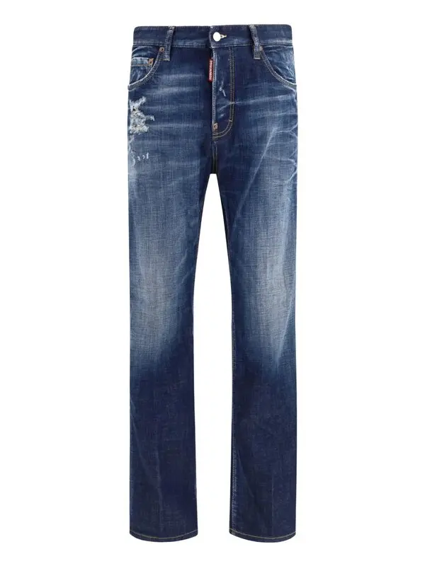 Dsquared2 642 Distressed Straight-leg Jeans - Blue