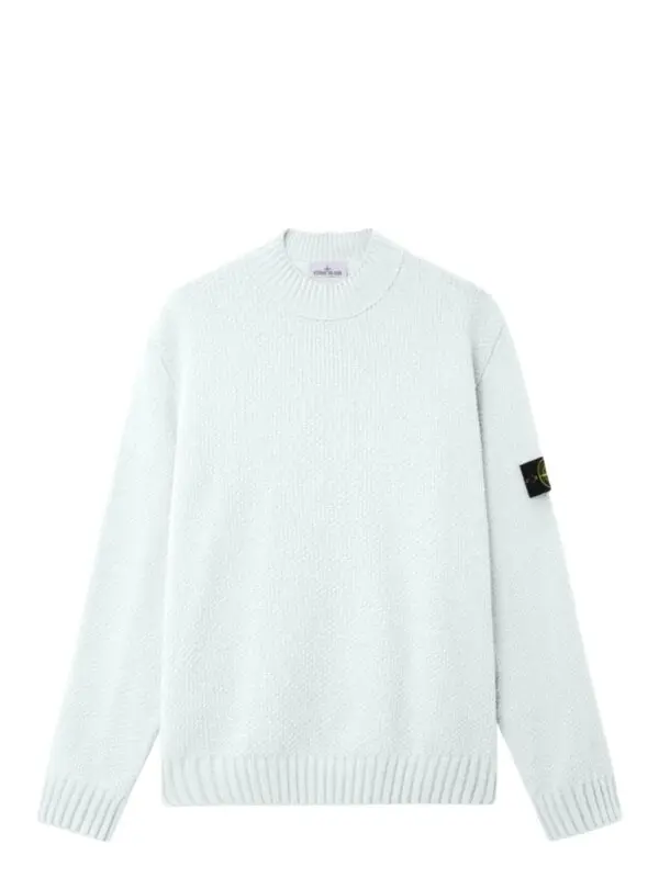 Stone Island Mock Neck Sweater With Ribbed Trims - Sky-blue