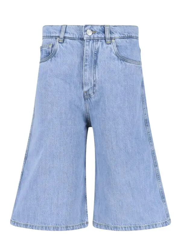 Coperni Denim Bermuda Shorts With Belt Detailing - Blue