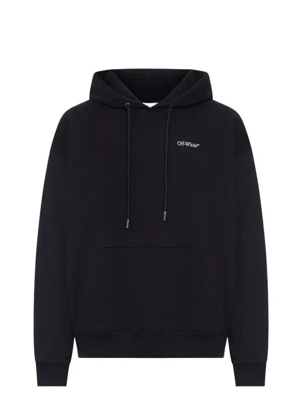Off-White Logo Printed Drawstring Hoodie - Black
