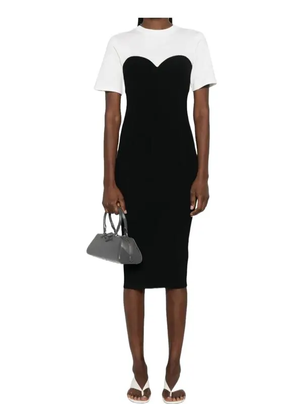 Patrizia Pepe Sweetheart Neckline Knitted Dress - Black