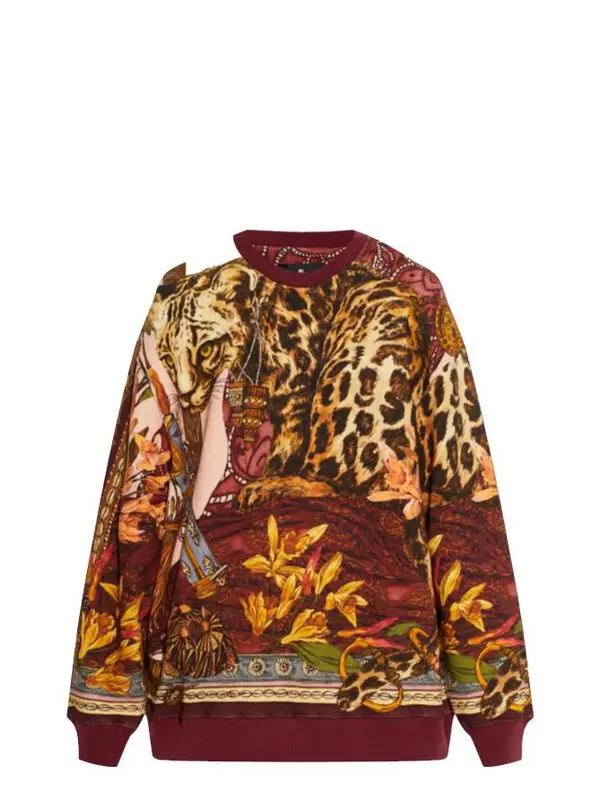 Etro Long Sleeve Crewneck Sweatshirt With Animal Print - Brown