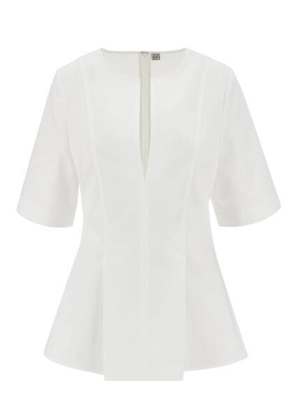TOTEME Pleated A-line T-shirt - White