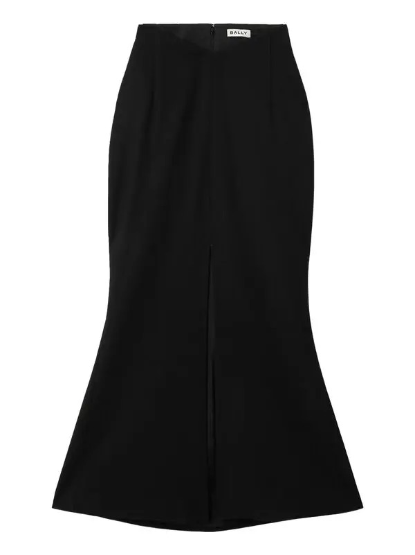 Bally Wool Blend Midi Skirt With V-shaped Waistline - Black