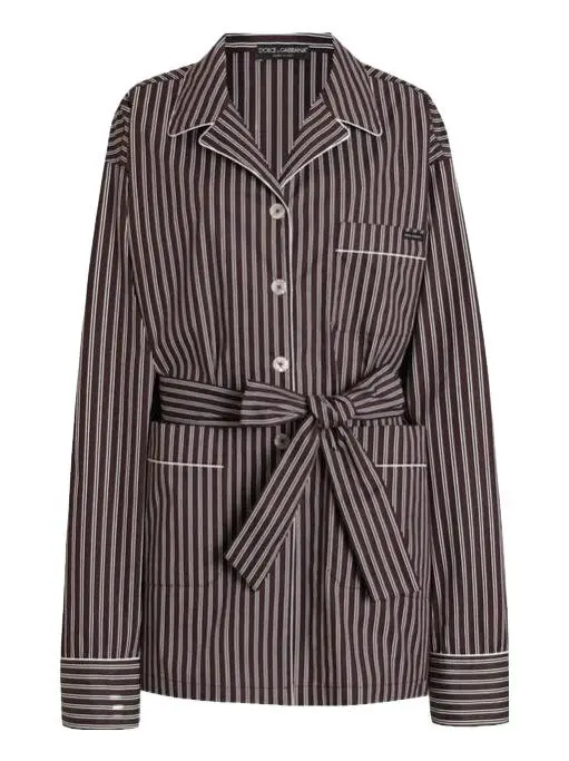Dolce & Gabbana Striped Poplin Shirt - Black