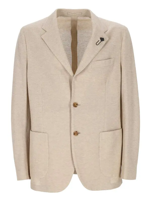 LARDINI Textured Single-breasted Blazer - Nude