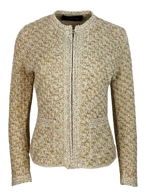 Fabiana Filippi Denim Effect Sequin Tweed Jacket - Nude