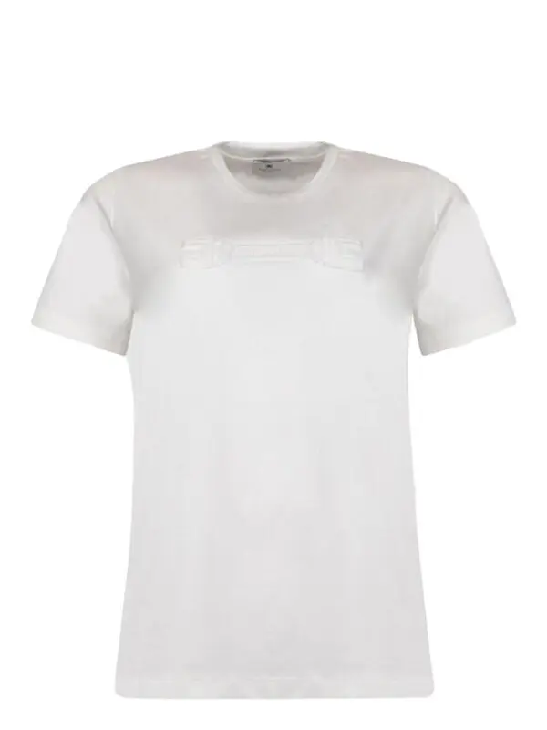 Elisabetta Franchi Relaxed Fit Crewneck T-shirt With Embossed Detail - White
