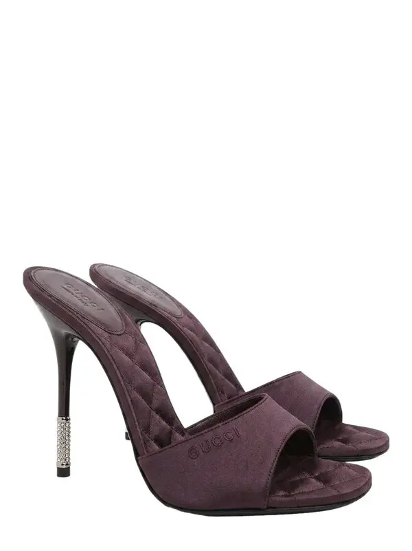 Gucci Logo Embossed Stiletto Heel Slip-on Sandals - Black