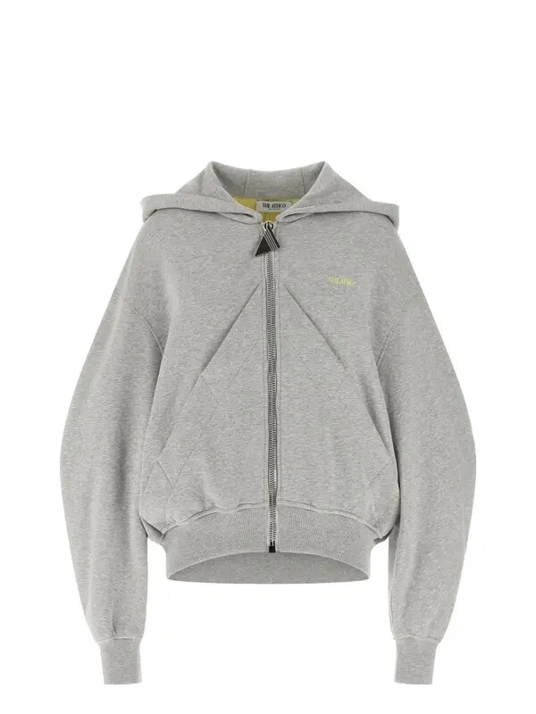 Attico Logo Embroidered Zip-up Hoodie - Gray