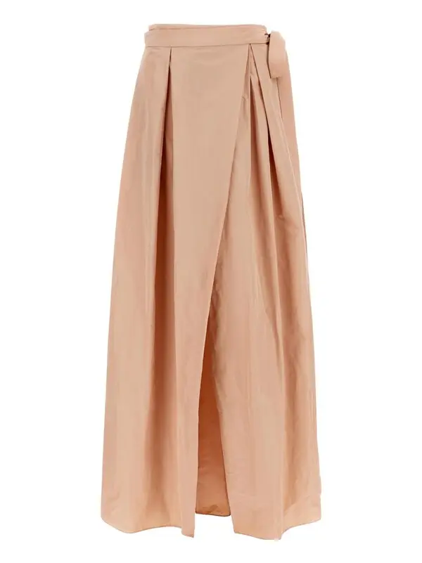 Pinko Pleated Maxi Skirt With Side Ties - Nude