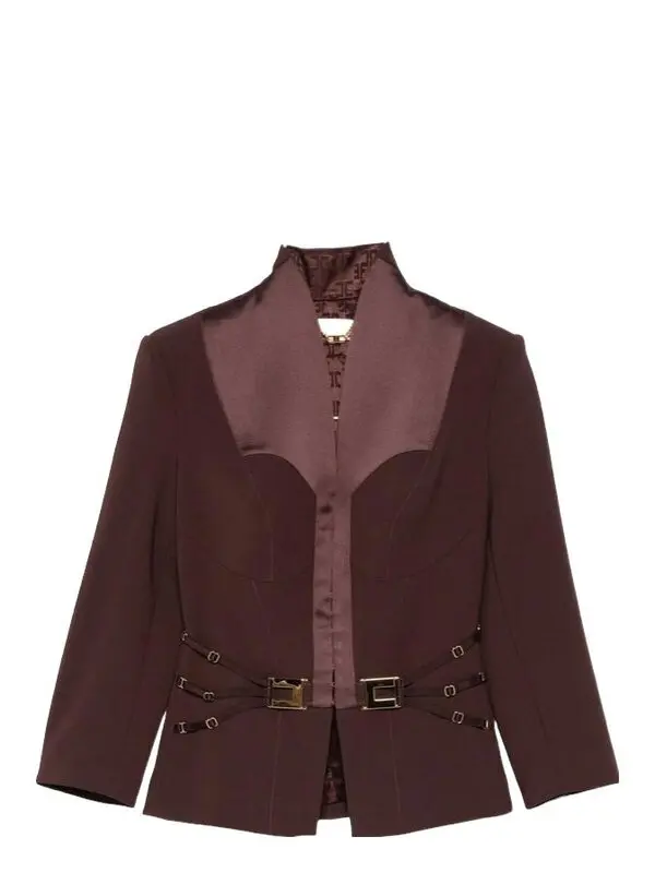 Elisabetta Franchi Fitted Jacket With Buckle Detail - Red