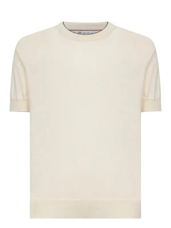 Brunello Cucinelli Ribbed Short Sleeve Jumper - White