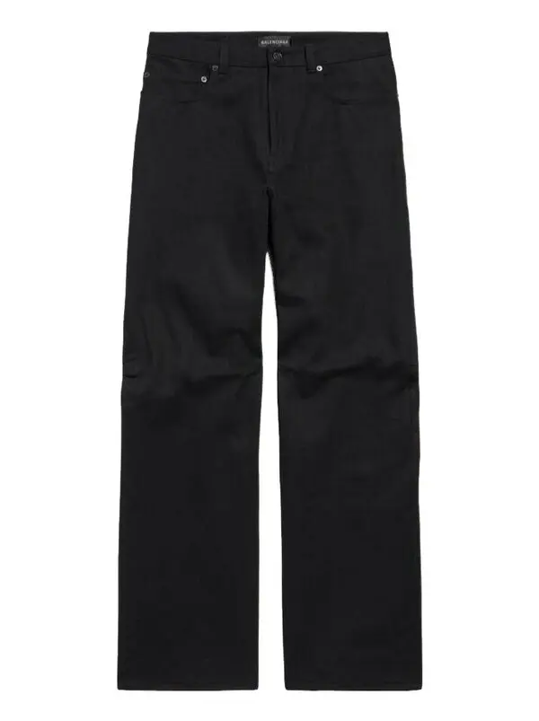 Balenciaga Curved Knee Wide-leg Denim Pants - Black