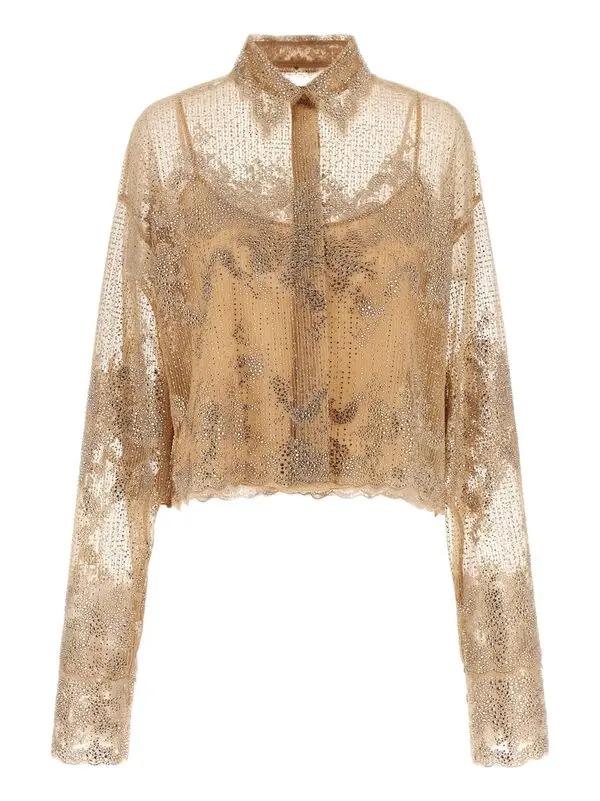 Ermanno Scervino Embroidered Lace Shirt - Nude