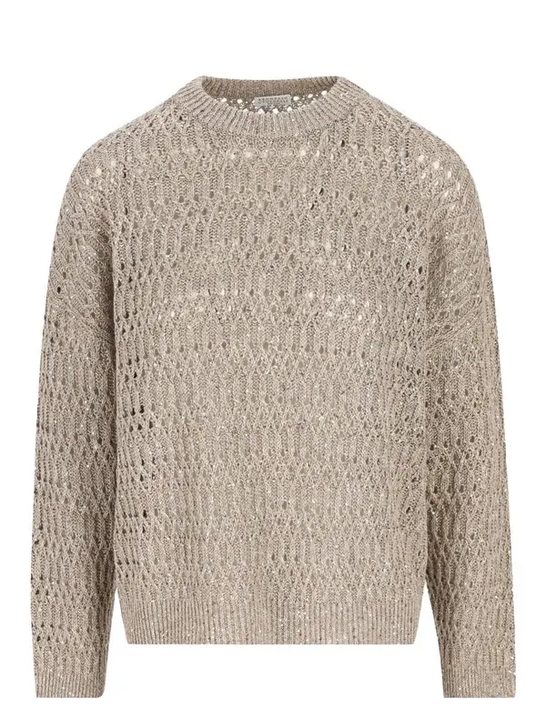 Brunello Cucinelli Crochet Crewneck Jumper - Beige