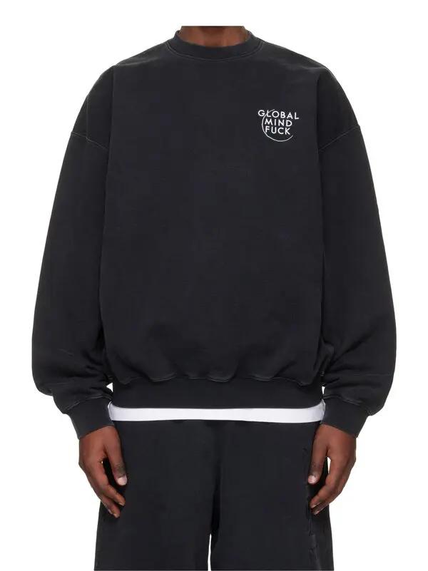 Vetements Global Mf' Long-sleeve Crew Neck Sweatshirt - Black