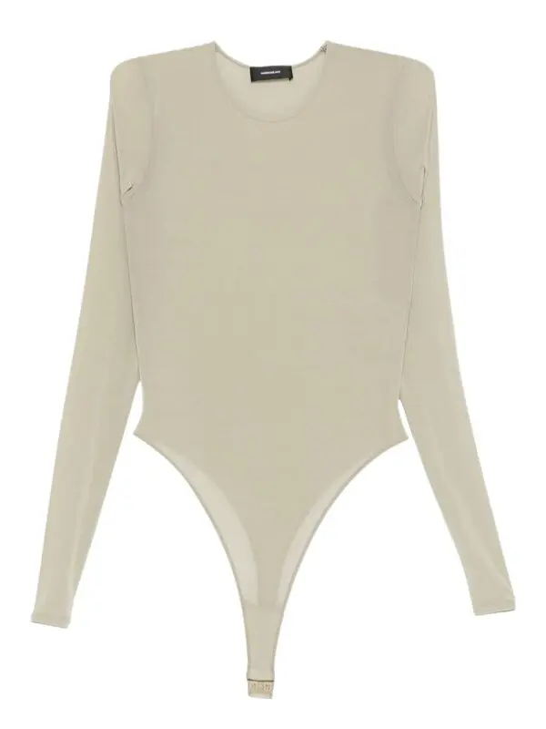 Wardrobe.NYC Sheer Long Sleeve Bodysuit - Nude