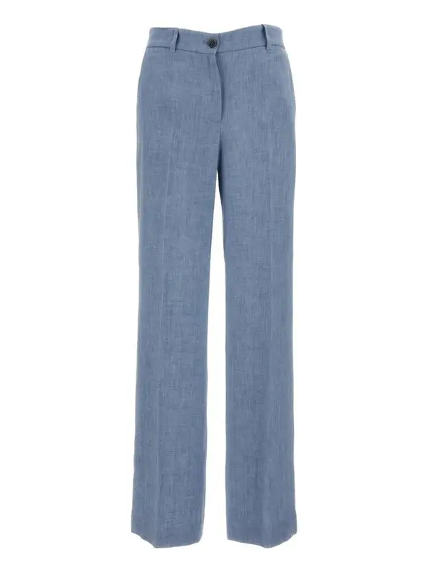 P.a.r.o.s.h Linen Blend Wide-leg Trousers - Light Blue