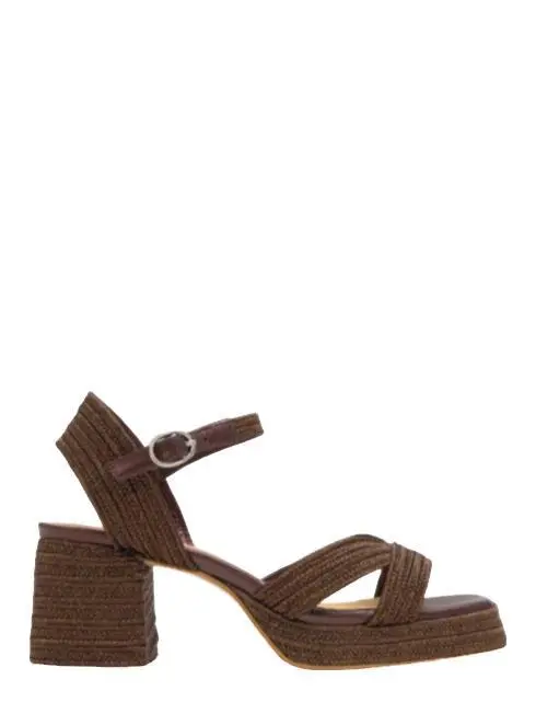 CastaÑer Braided Block Heel Sandals - Marronosc