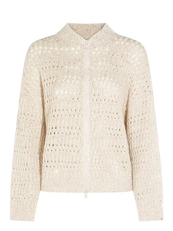 Brunello Cucinelli Long Sleeve Zipped Cardigan - Beige