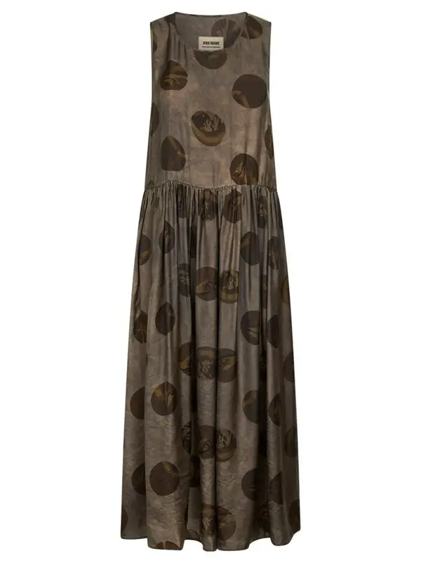 UMA WANG Sleeveless Round Neck Maxi Dress - Brown