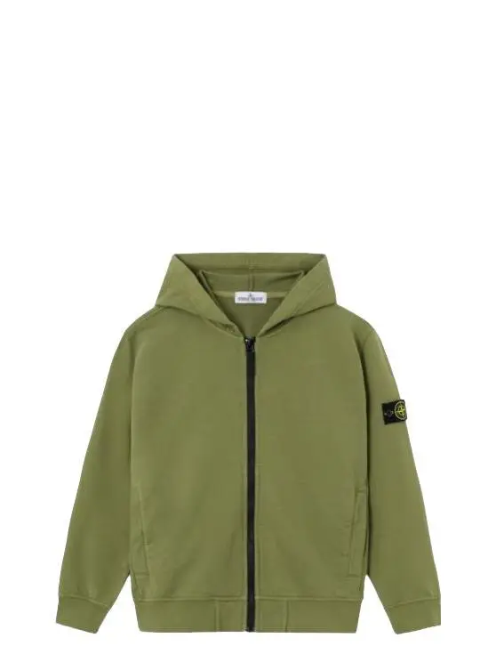 Stone Island Zip-up Hoodie - Olive Green
