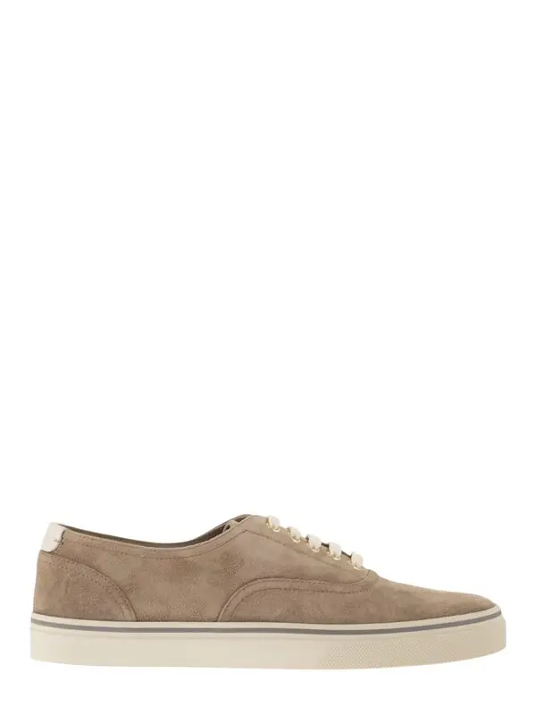 Brunello Cucinelli Suede Lace-up Sneakers - Koala / Panama