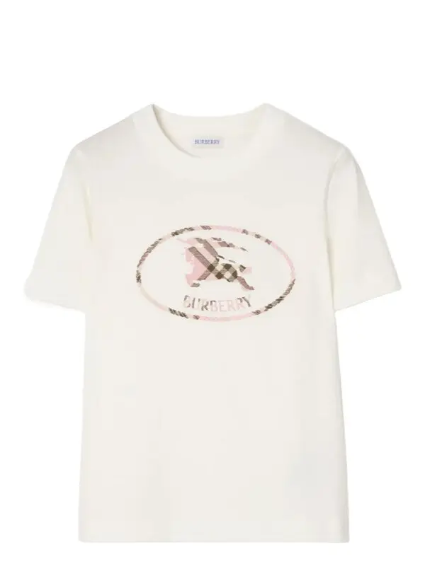 Burberry Embroidered Knight Logo T-shirt - Chalk White/mallow Powder