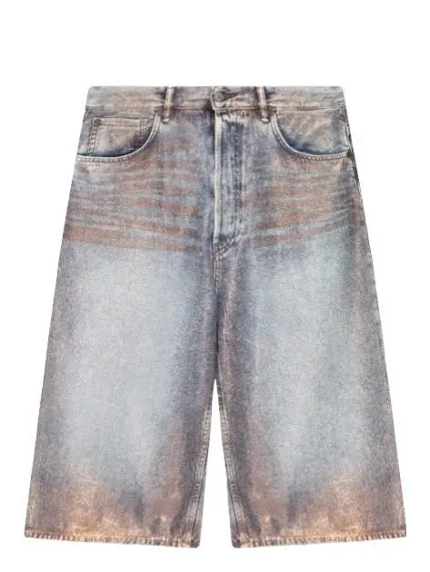 Acne Studios Relaxed Fit Denim Shorts With Belt Loops - Gray