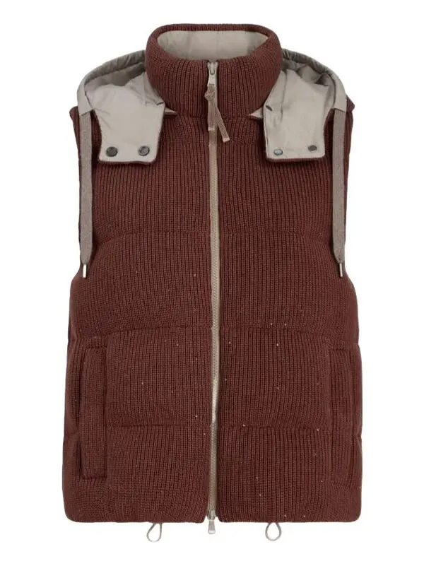Brunello Cucinelli Hooded Down Vest - Red