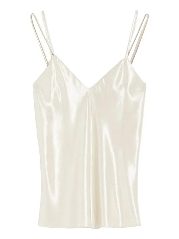 Max Mara Camisole Top With Deep V-neck - Light Gold