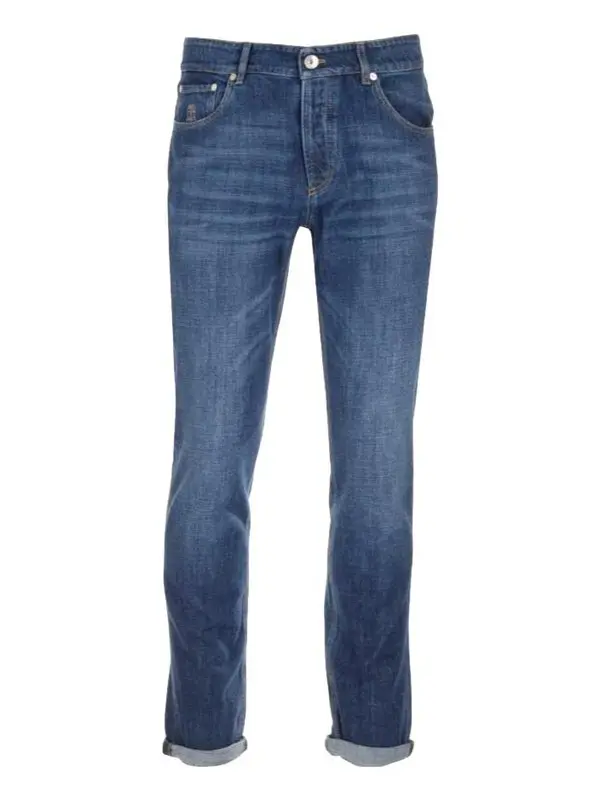 Brunello Cucinelli Dark Wash Straight-leg Jeans - Blue