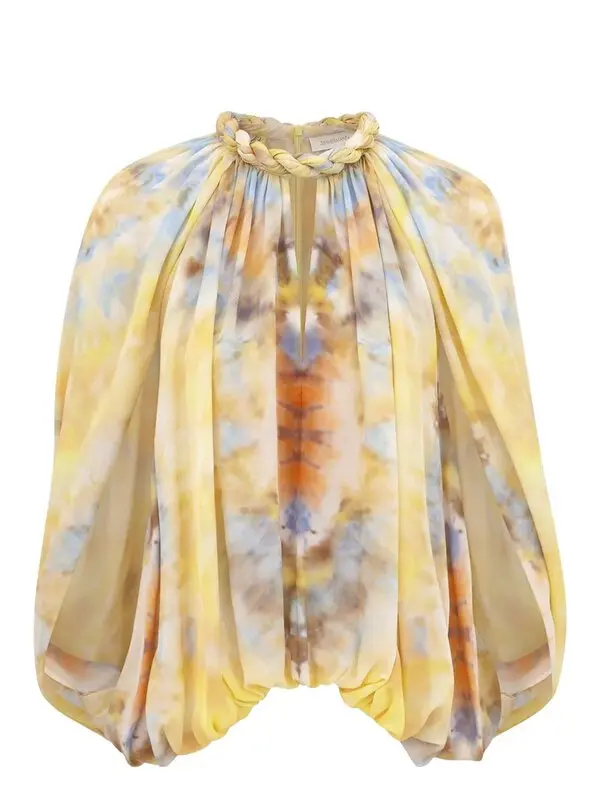Zimmermann Alchemy Twist Billow Blouse - Orange Tie Dyeing