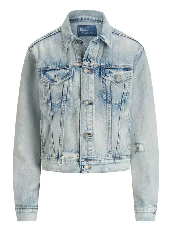 Polo Ralph Lauren Distressed Denim Trucker Jacket - Light Blue