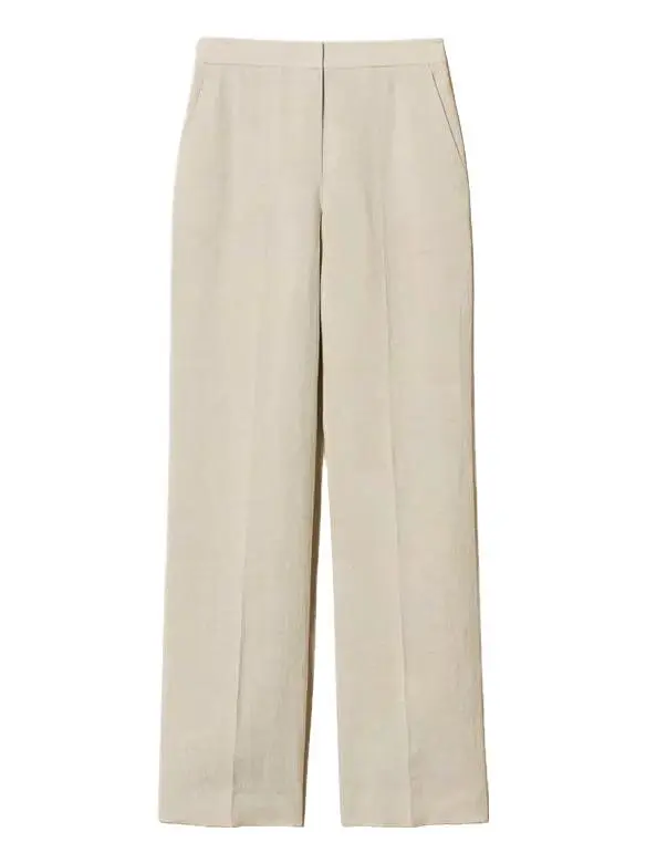 TWINSET Linen Tailored Trousers - Nude